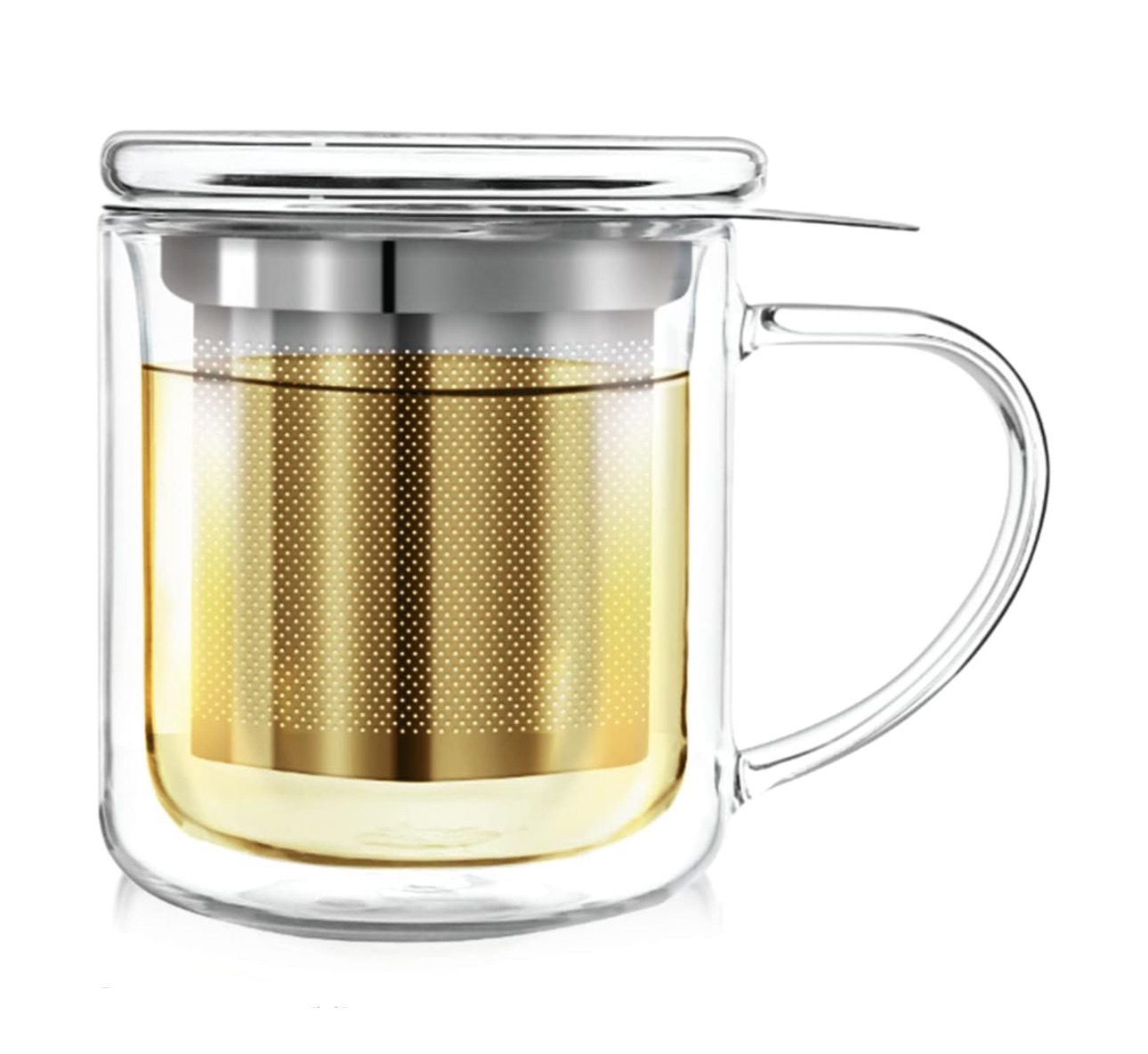 Glass Tea Mug with Strainer and Lid » Hickory Heal Farm